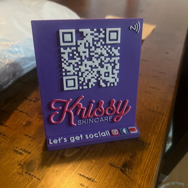 Custom Qr Stand W/ Business Card Holder and NFC Chip - Etsy