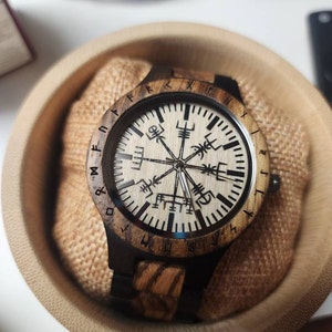 Engraved Thor's Hammer Mjolnir Wooden Watch, Personalized Viking Watch ...