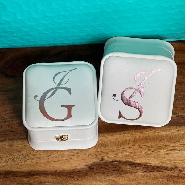 Personalised Luxury PU Leather Ring Box, Square Jewellery Box ...