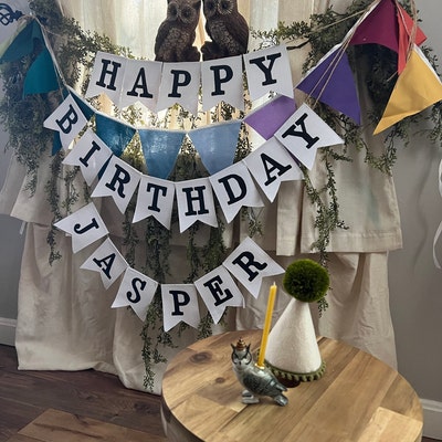 Blue Gingham Party Banner, Bunting, Pennant Flags, Vintage Style ...