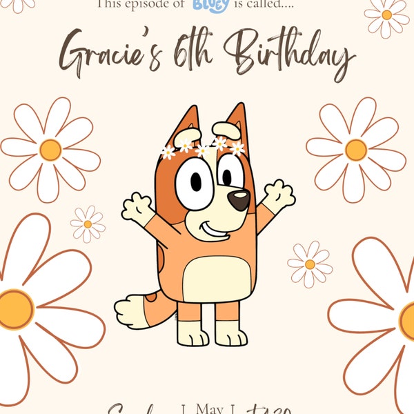 Bingo Birthday Invitation// Cute Bluey Birthday Invite// Bluey Birthday ...