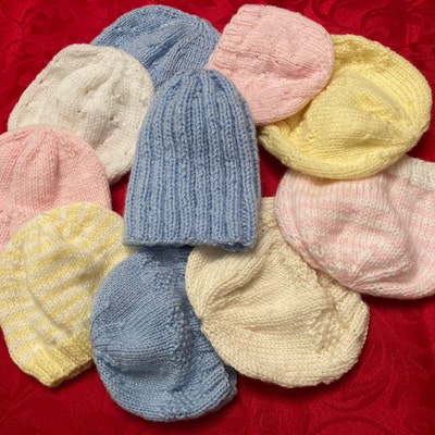 Premature Baby Hats 5 Designs DK/8 Ply Wool Knitting Pattern PDF ...