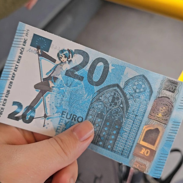Custom Anime Euro Bill – Hatsune Miku 50 Euro Note Art Print, Kawaii ...