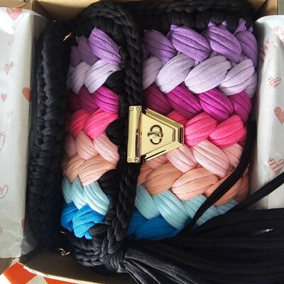 Multi Color Bag/hand Woven Bag/crochet Bag/knitted Bag/colorful Bag ...