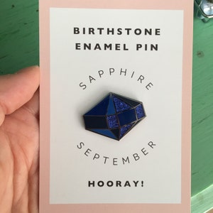 Sapphire Birthstone Pin September Birthday Gemstone Pin Hard Enamel Pin ...