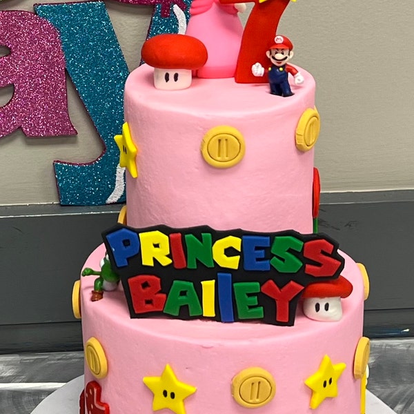 Princess Peach Cake Topper Fondant Princess Peach Edible Cake Topper ...