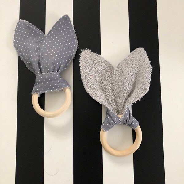 Baby Teether Rings PDF Sewing Pattern, Bunny Ear Teething Ring, Wooden ...