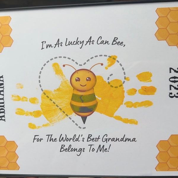 Grandma & Nana Handprint Craft, Birthday Gift, Bee Handprint Art ...