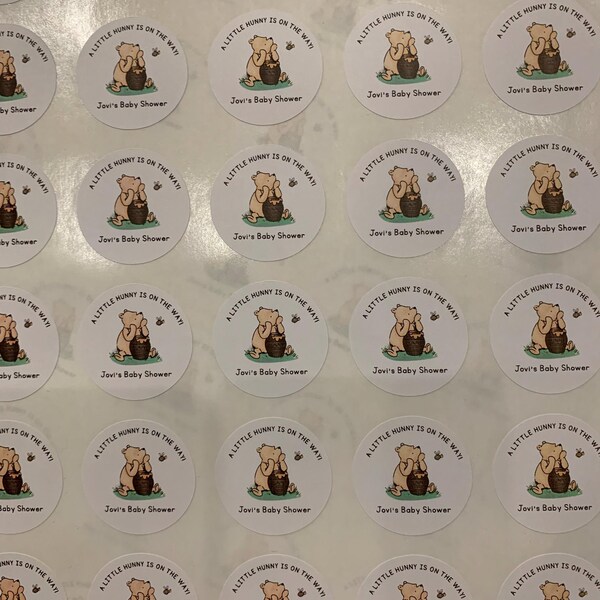Winnie the Pooh, A Little HUNNY is on the Way , Stickers, Baby Shower ...