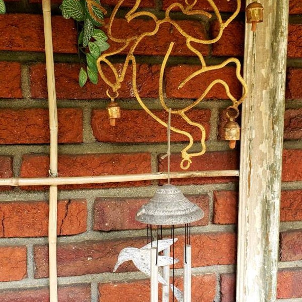 RUSTIC FARMHOUSE BELLS 5 Rough Hewn Gold Bells W/ Wooden Clappers in 6 ...