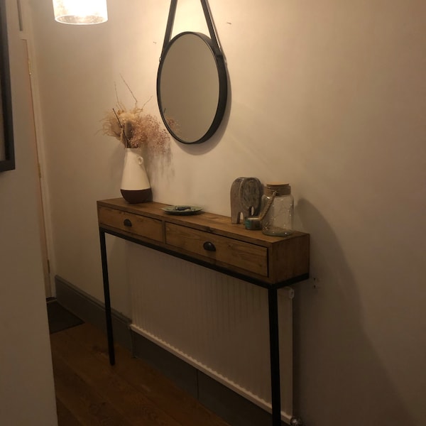 Slim Console Table With Drawers - Radiator Shelf Depth 20cm - Modern ...