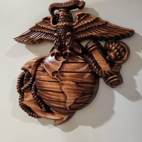 USMC Eagle Globe Anchor 12", Marine Corps, EGA, Mahogany, Military ...