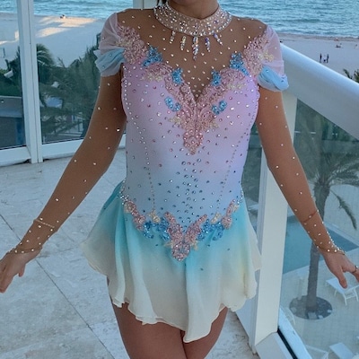 Black Silver and Gray Figure Skating Ice Dance Dress, Custom ...