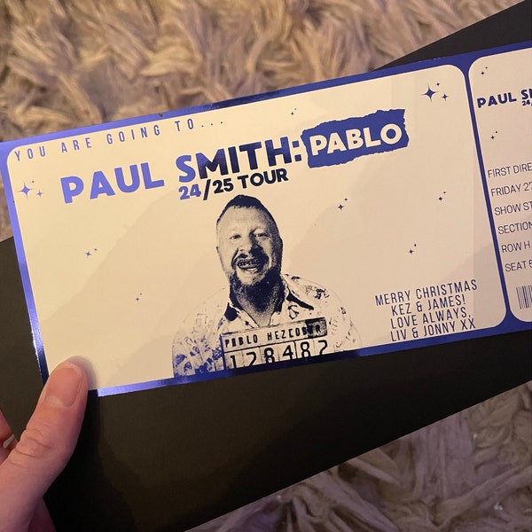 Personalised Ticket, Foil Concert Ticket, Tickets Gift, Golden Ticket ...