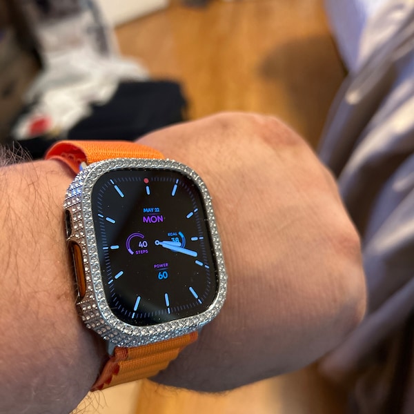 49mm Ultra Apple Watch Cover Silver Crystals Apple Watch Case ...