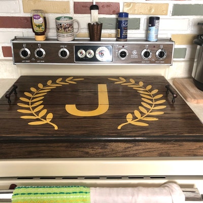Gas Burners Farmhouse Stovetop Cover, Monogram Stove Top Cover ...
