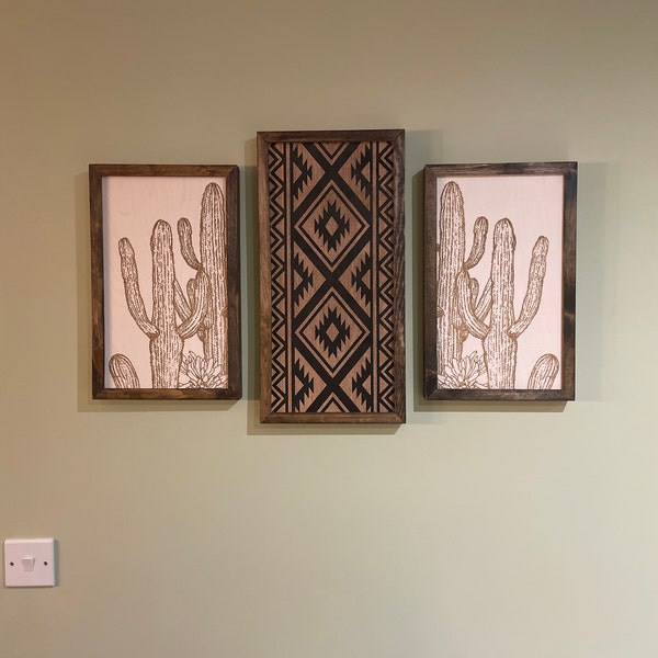 Aztec & Cactus Wall Art | Boho Wall Art | Aztec Wall Decor | Western ...