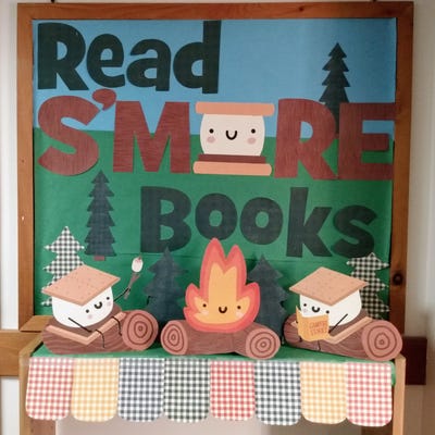 Read SMORE Books Bulletin Board/door Decor Kit, Camping Themed ELA ...