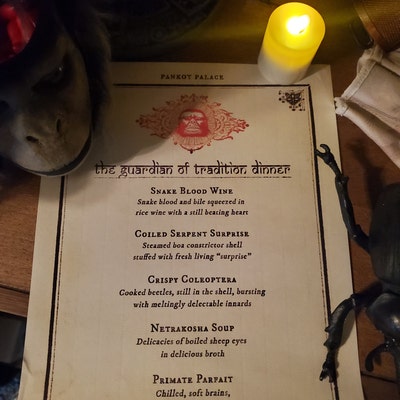 Indiana Jones Temple of Doom Pankot Palace Dinner Menu - Etsy