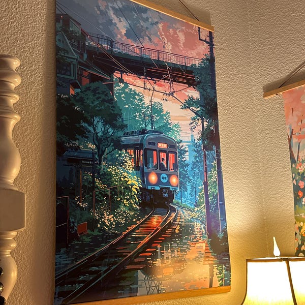 Anime Train Art Print: Vaporwave Lofi Hip Hop (multiple Sizes) - Etsy