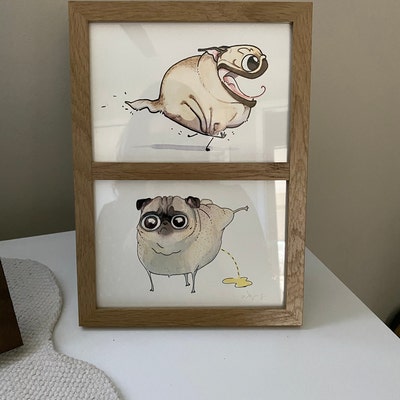 Pee Pilates Peeing Pug Art Print Funny Pug Print, Pug Bathroom Art ...