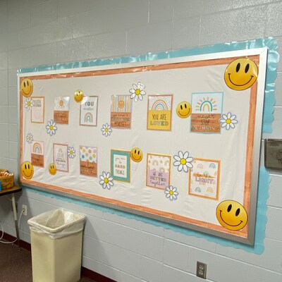 Pastel Boho Rainbow Classroom Door Display editable Features - Etsy