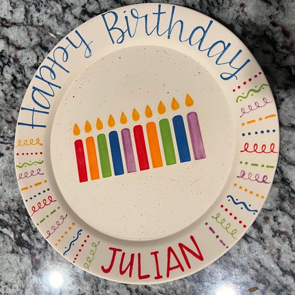 Happy Birthday Plate - Etsy