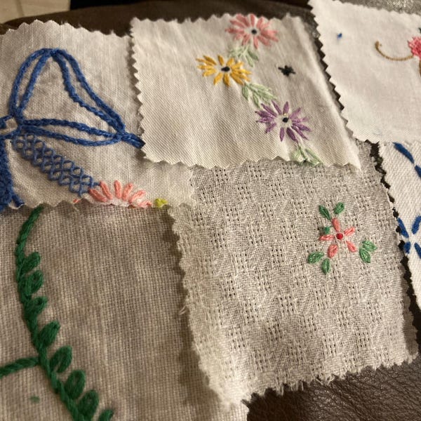 20 Pcs Vintage Embroidery Scrap Pack for DIY Sachets, Slow Stitching ...
