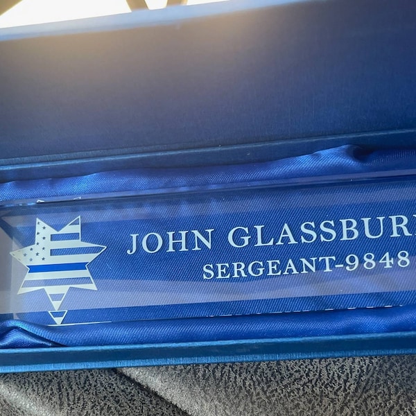 Police Officer Glass Office Desk Name Plate, Clear Chief of Police ...