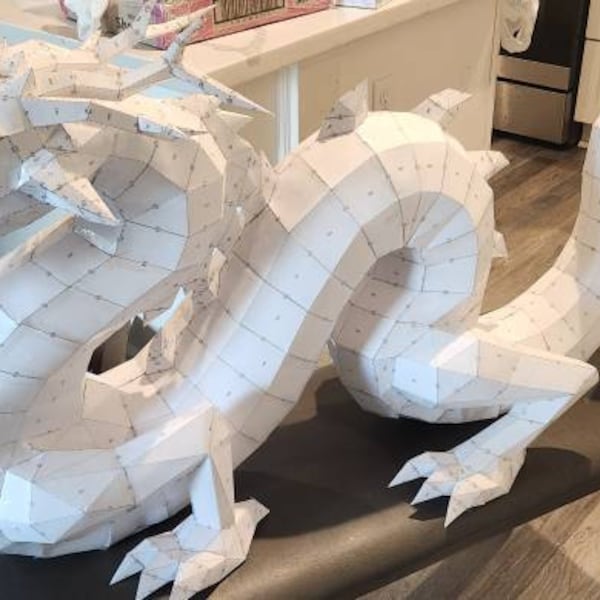 Chinese Dragon, Papercraft, Mustache Dragon Pepakura, Lowpoly, Low ...