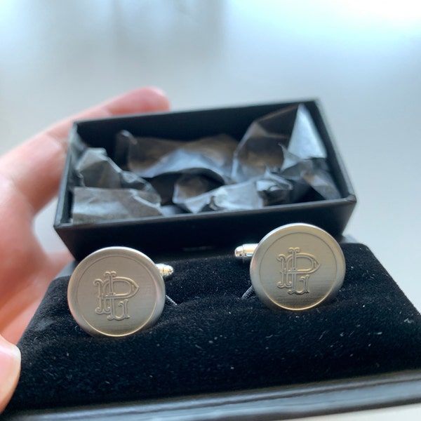 Silver Personalised Monogram Cufflinks, Engraved Cufflinks, Custom ...
