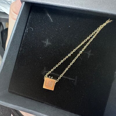 Custom Cube Name Necklace Personalized Gold Cube Charm Couples Jewelry ...