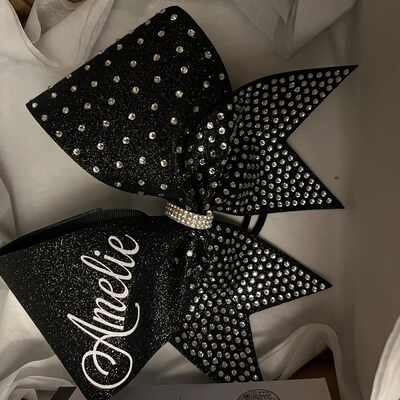 Glitter and Rhinestone Cheer Bow Black on Black - Etsy