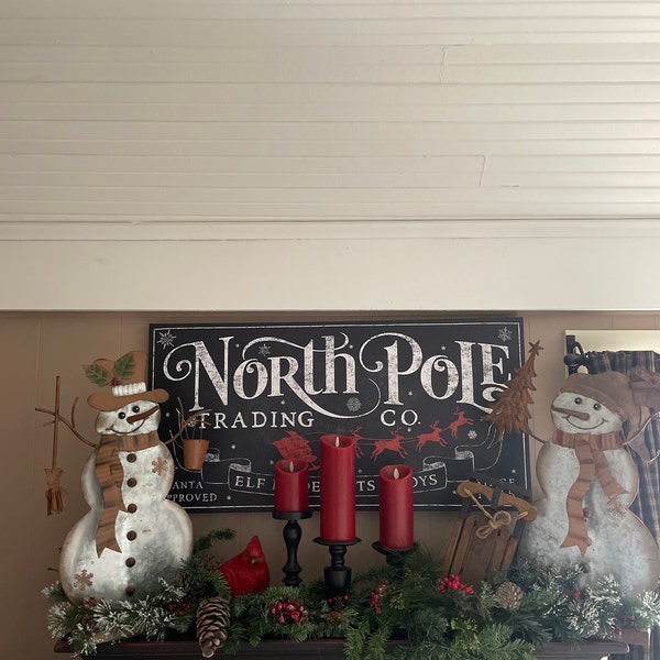 Rustic Christmas Sign North Pole Trading Company Sign Modern Farmhouse ...