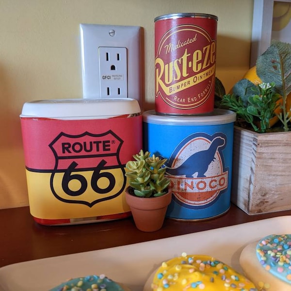 Rusteze Cars Racing Labels Motor Oil Tin Can Party Themed Prints Set of ...