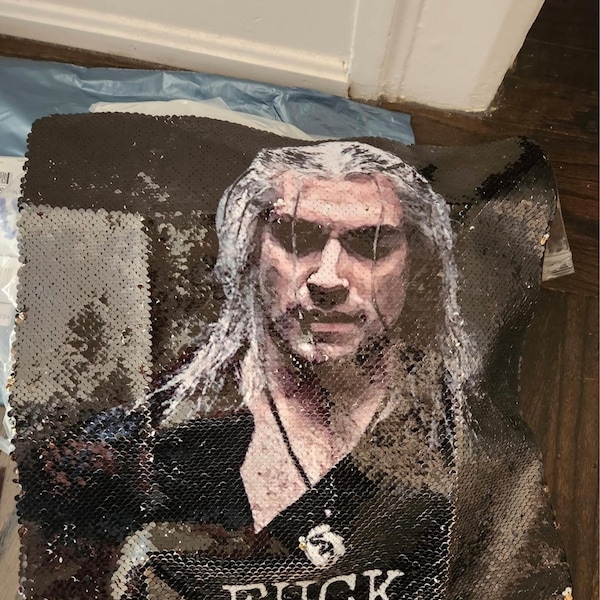 Lin Manuel Miranda Lip Bite Meme Sequin Pillow Cover, Celebrity Sequin ...