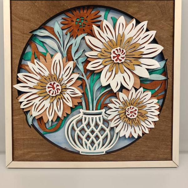 Flower Bouquet Shadow Box SVG Template: Layered Paper Project (digital ...