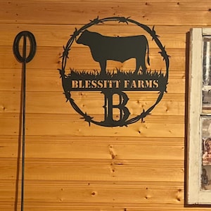 Cattle Brand Metal Sign, Custom Name Sign, Livestock Brand Metal Wall ...