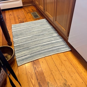 Woven Rag Rug White Blue and Sage Green Home Decor 40x19.5 - Etsy