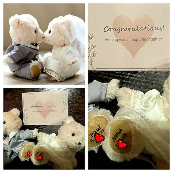 Personalized Couple Teddy Bear - Stick Together Holding Hand, Unique ...