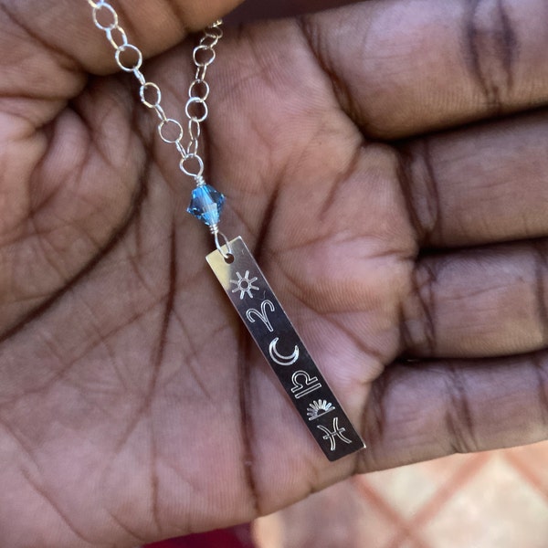 Ruby Necklace Custom Astrology Necklace Bar Necklace Birth Chart ...