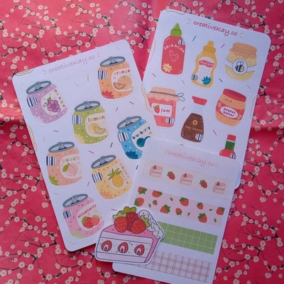 Cute Fruit Mini Drinks Sticker Sheet Journal Stickers - Etsy
