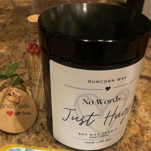 No Words Just Hugs Candle Thoughtful Gift Soy Scented Friend Family ...