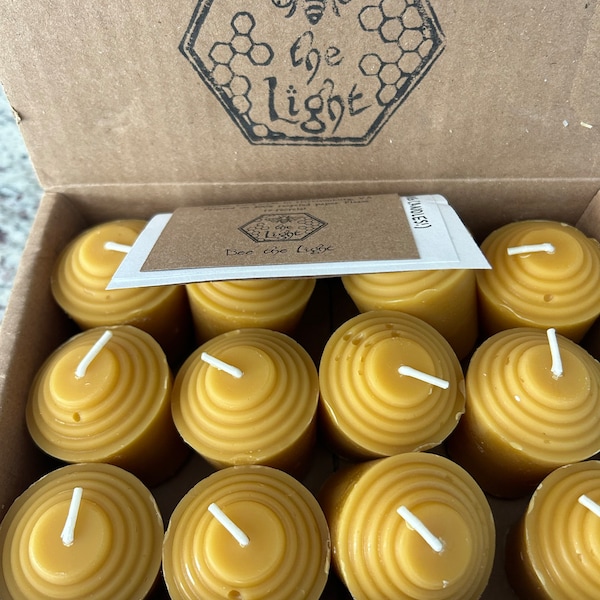Beeswax Votive Candles - 100% Pure Beeswax (15 Hours Burn Time Each ...