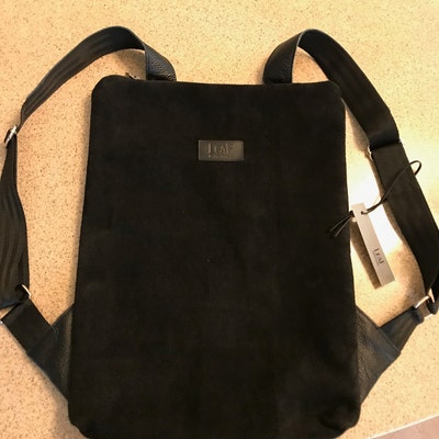 Black Suede Leather Backpack, Convertible Backpack, Black Suede ...