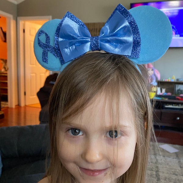 Cancer Awareness Ribbon Minnie Mouse Ears Headband Teal Yellow Peach ...