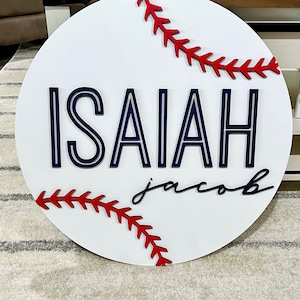 Baseball Nursery Name Sign, Round Name Sign, Sports Nursery, Boy Name ...