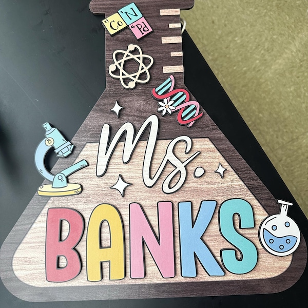 Custom 3D Science Teacher Name Sign, Science Classroom Decor, Custom ...