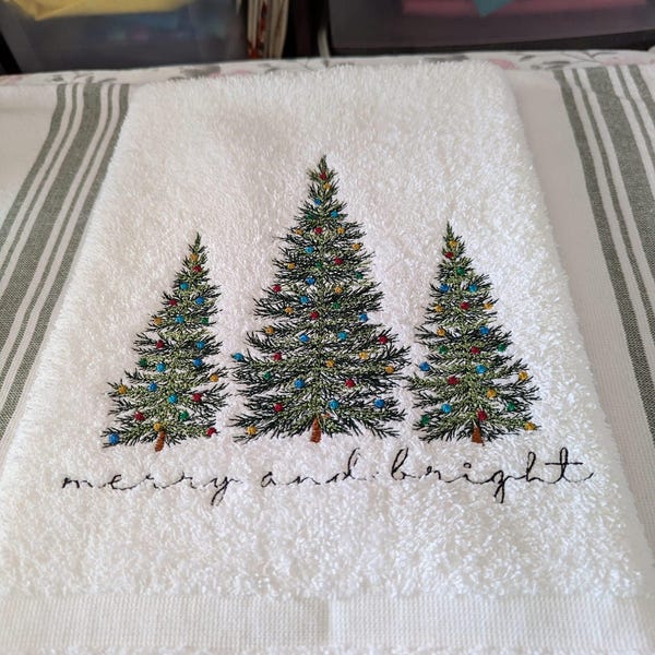 Christmas Trees Embroidery Design, Christmas Lights Machine Embroidery ...