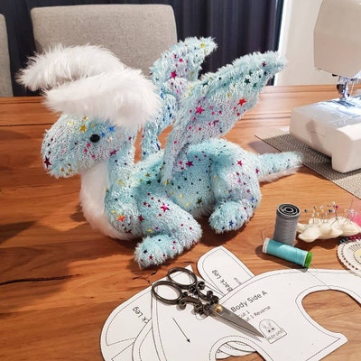 Dragon Plush Sewing Pattern Topaz the Dragon Elegant Sitting Dragon ...